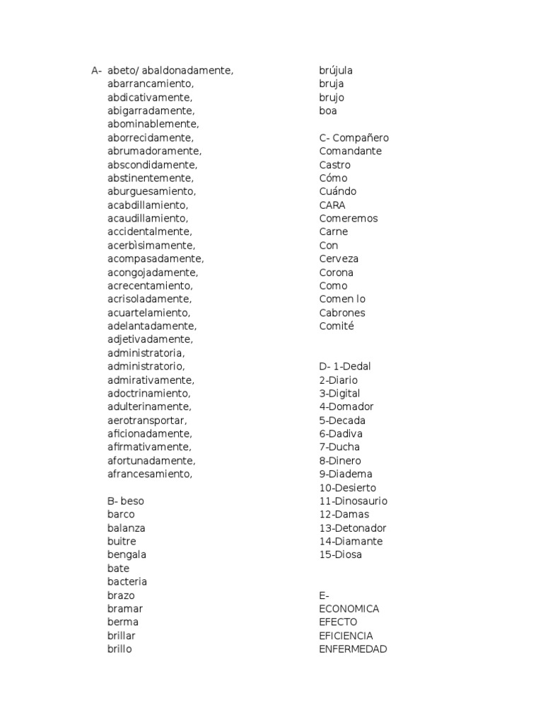 15 Palabras de Cada Uno de Las Letras Del Abecedario | PDF | Naturaleza