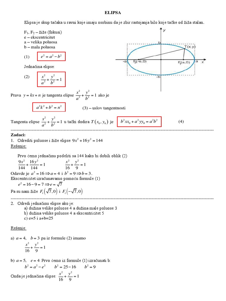 Jednacina Elipse | PDF