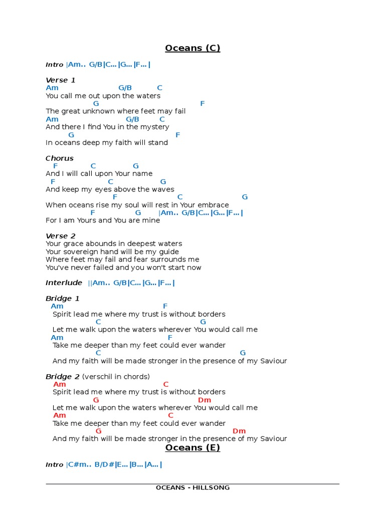 Oceans - Hillsong | PDF | Song Structure | Leisure