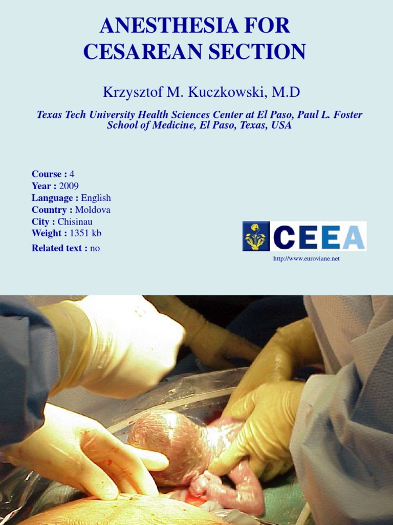Anesthesia For Cesarean Section | PDF | Anesthesia | Fetus