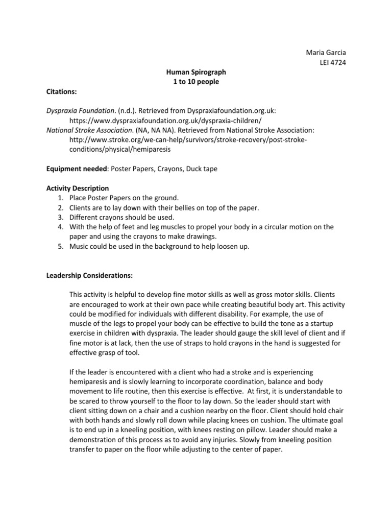 Dyspraxia Art Activity Guide | PDF | Recreation | Disability