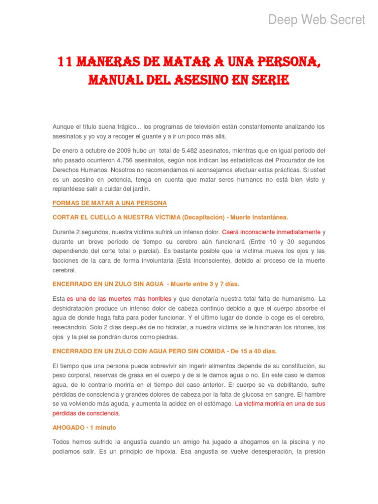 11 Maneras de Matar A Una Persona, Manual Del Asesino en Serie | PDF ...