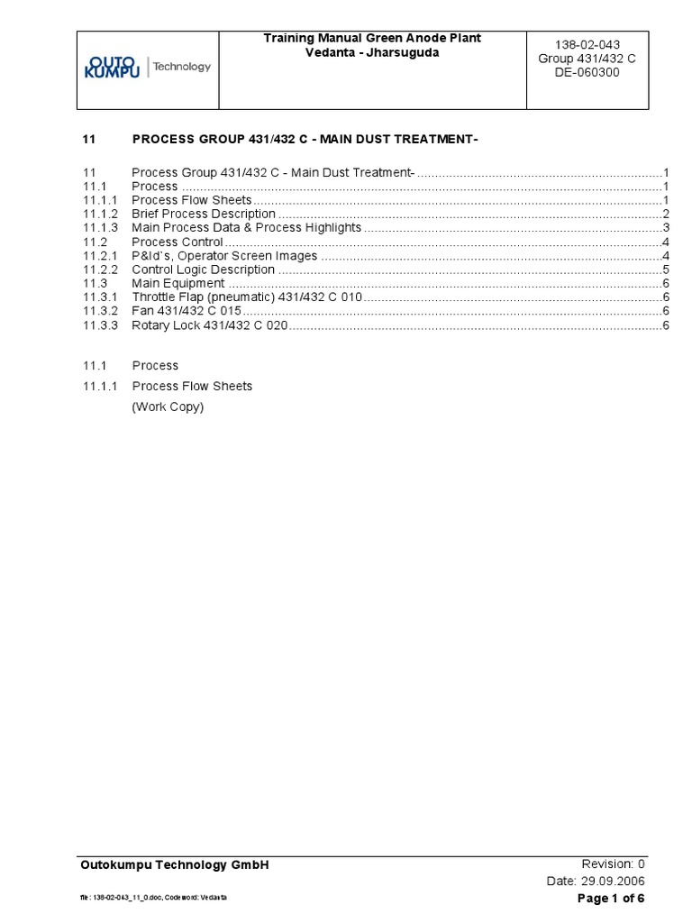 Training Manual Green Anode Plant Vedanta - Jharsuguda: File: 138-02 ...