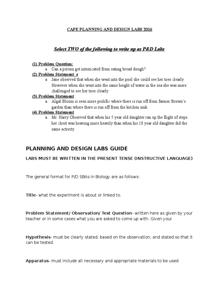 Cape Planning and Design Labs 2016 | PDF | Hypothesis | Experiment
