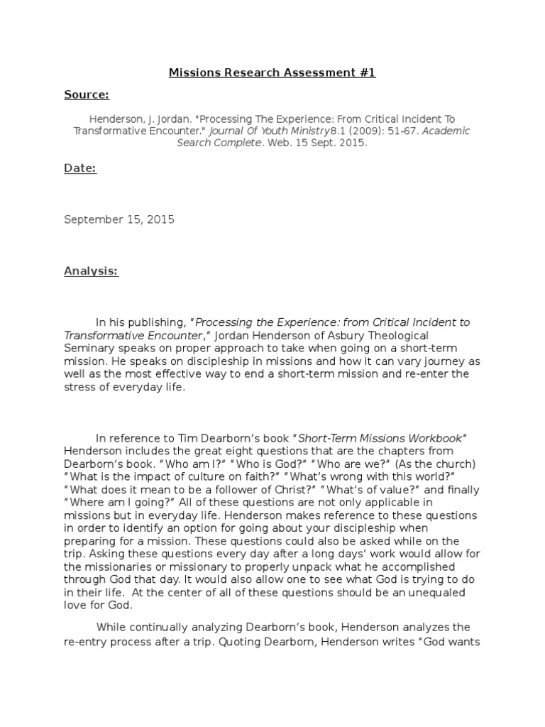 Mission Trip Preparation and Re-entry Guide | PDF | Cognition ...