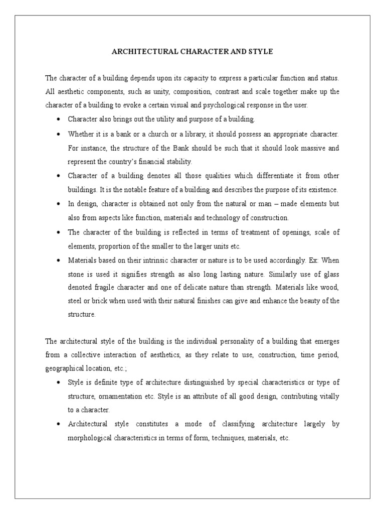 Architectural Character or Style | PDF | Column | Architectural Design