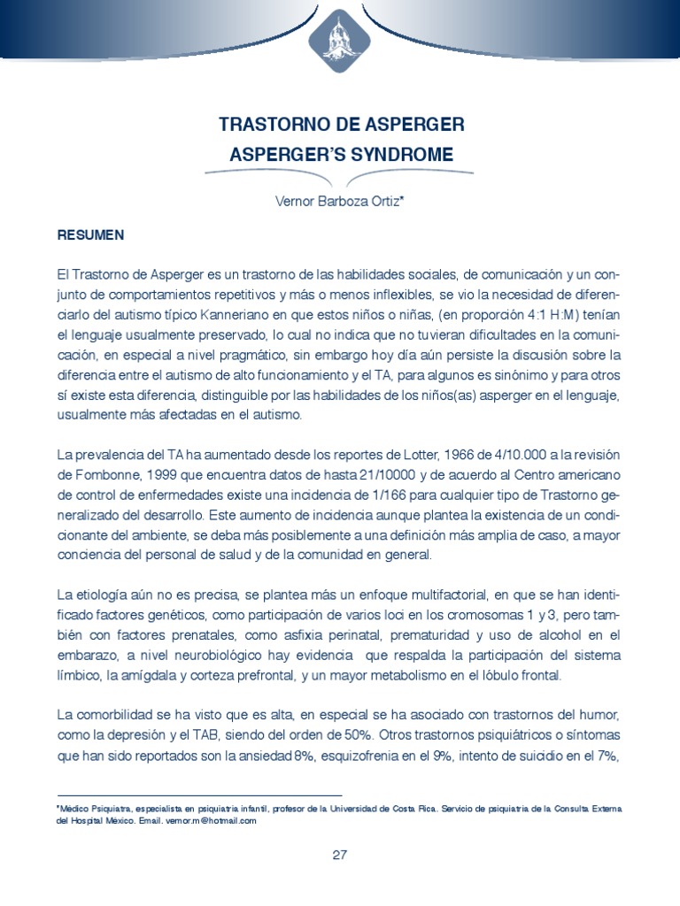 Asperger | PDF | Síndrome de Asperger | Autismo
