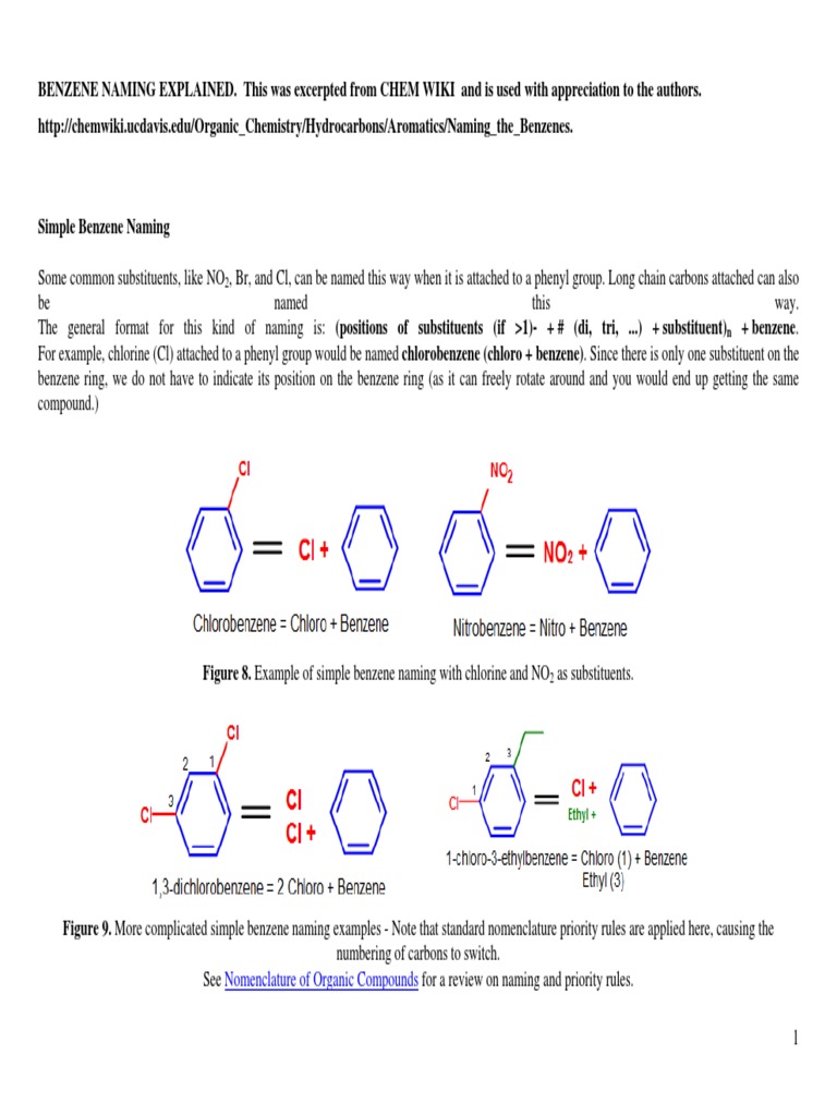 Benzene Naming Explained | PDF | Benzene | Toluene