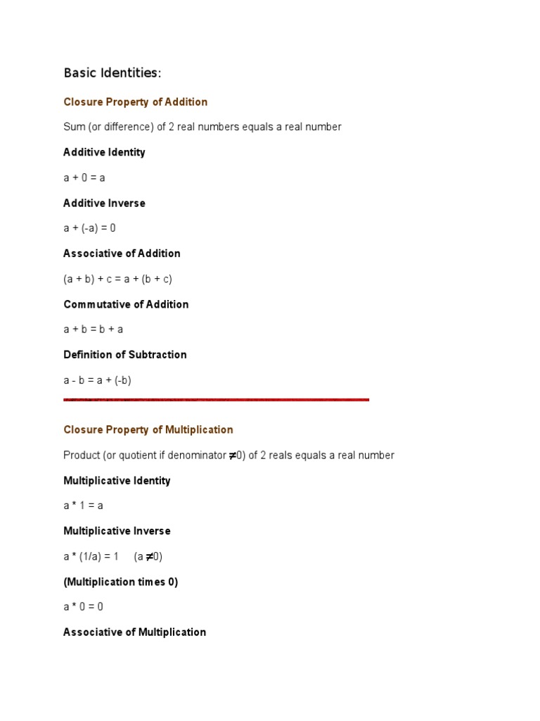 Basic Identities | PDF