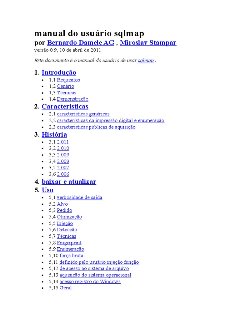 Manual Do Usuário Sqlmap | PDF | Protocolo de transferência de ...