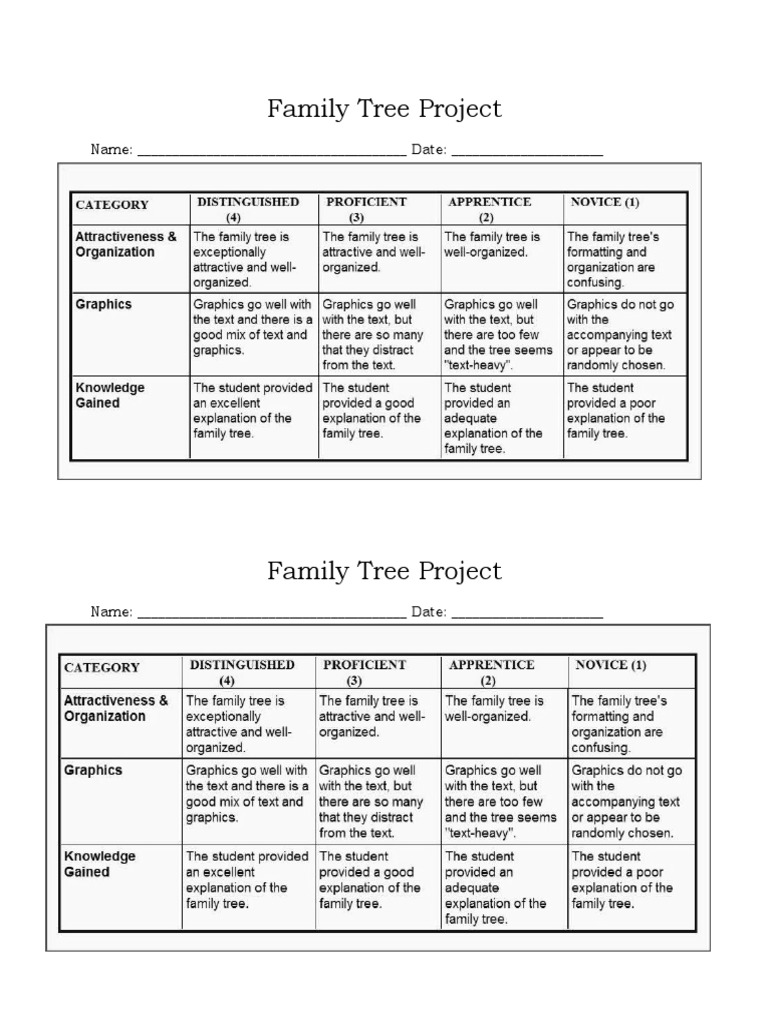 Family Tree Project Final Rubric | PDF