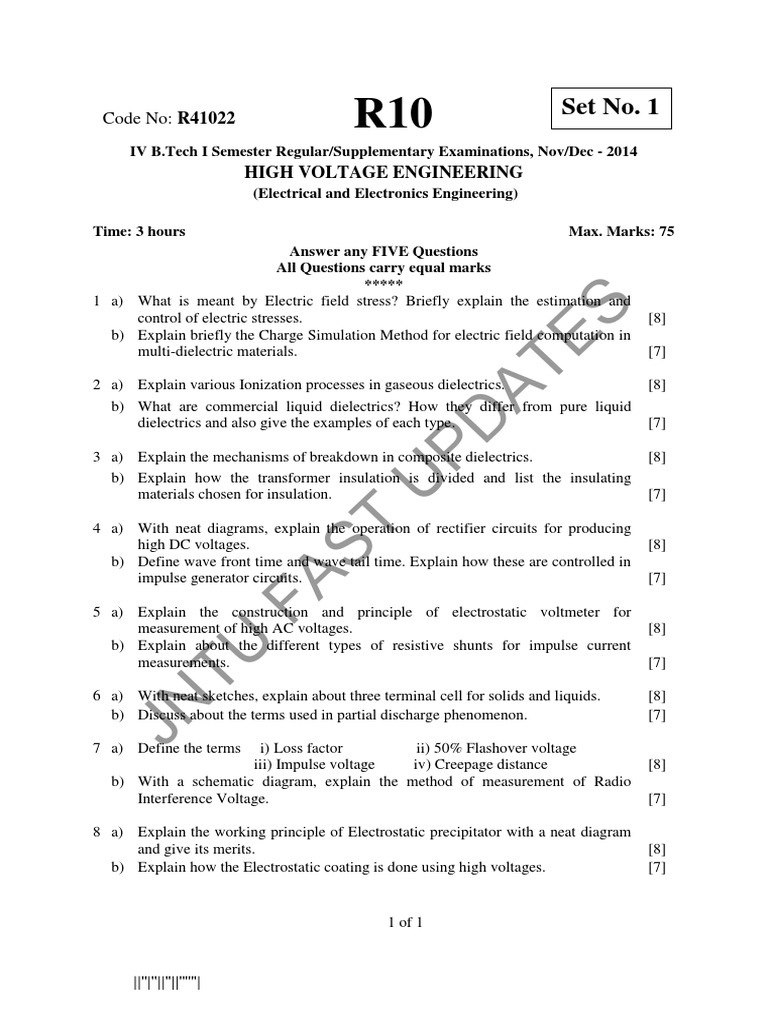 High Voltage Engineering Questions | PDF | Electrical Breakdown | Voltage