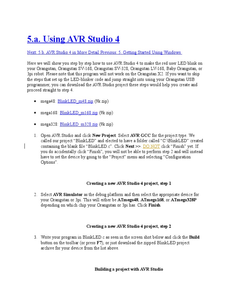 5.a. Using AVR Studio 4: Next: 5.b. AVR Studio 4 in More Detail ...