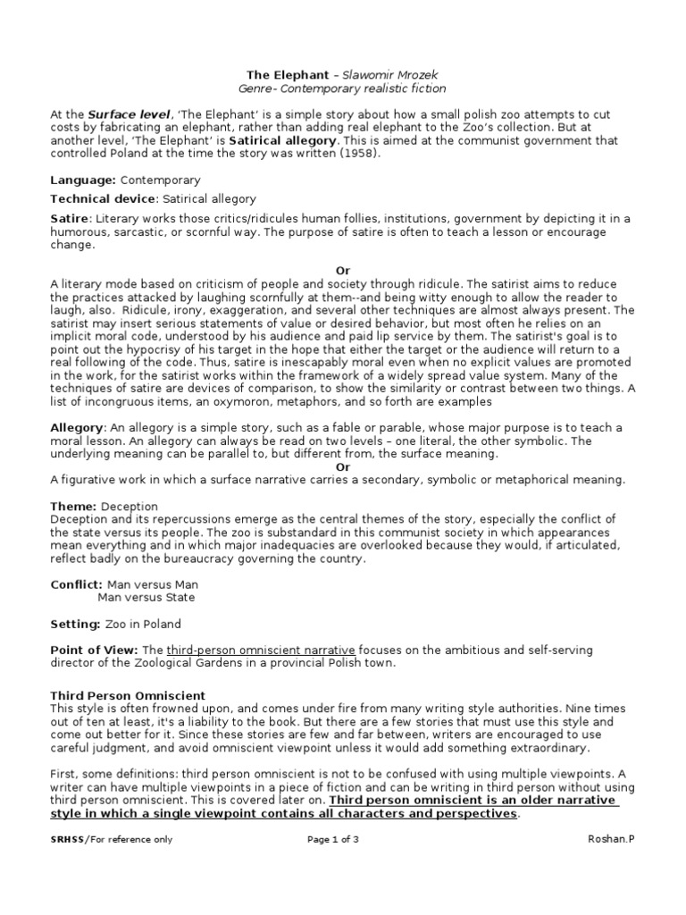 the-elephant-short-story-summary-satire-narration
