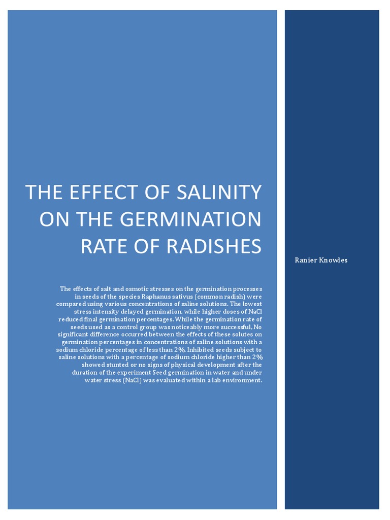 Salinity and It's Effect On The Germination Rates of Radishes - Ranier ...