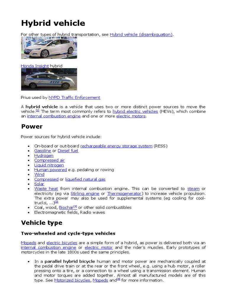 Understanding Hybrid Vehicles and Types | PDF | Hybrid Vehicle | Plug ...