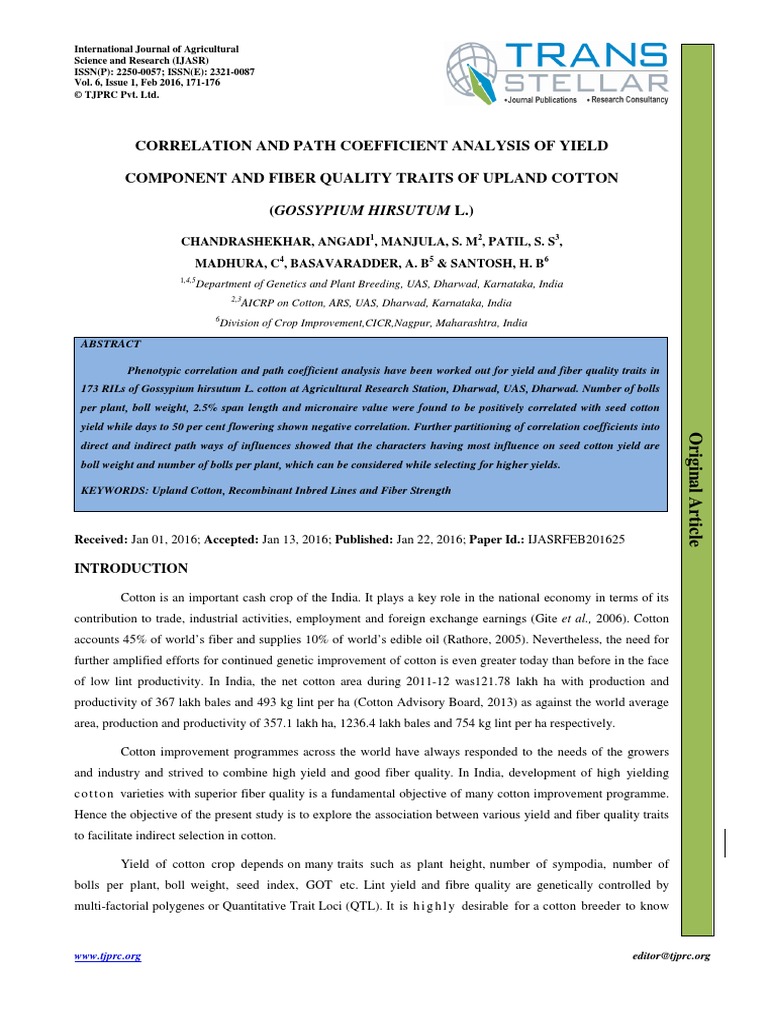 IJASR - Correlation and Path Coefficient Analysis of Yield Component PDF | PDF | Plant Breeding ...