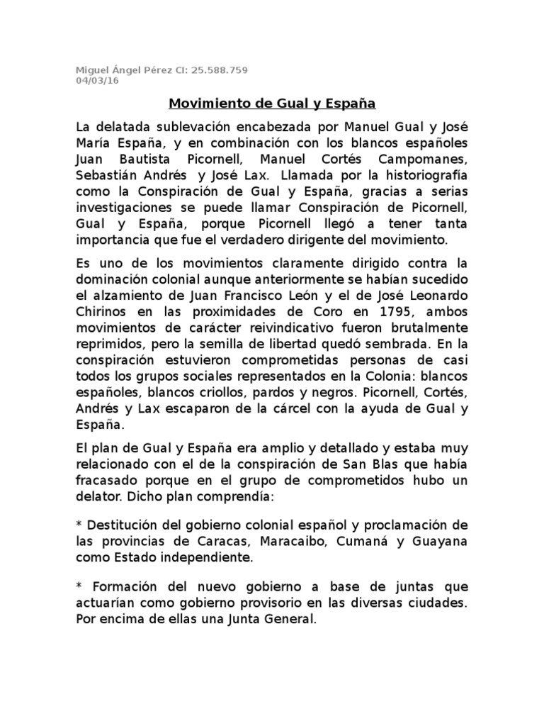 Movimiento de Gual, España y Francisco de Miranda | Política | Gobierno Movimiento de Gual, España y Francisco de Miranda | Política | Gobierno