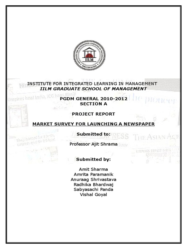 Newspaper Project 1 | PDF | Newspapers | Survey Methodology