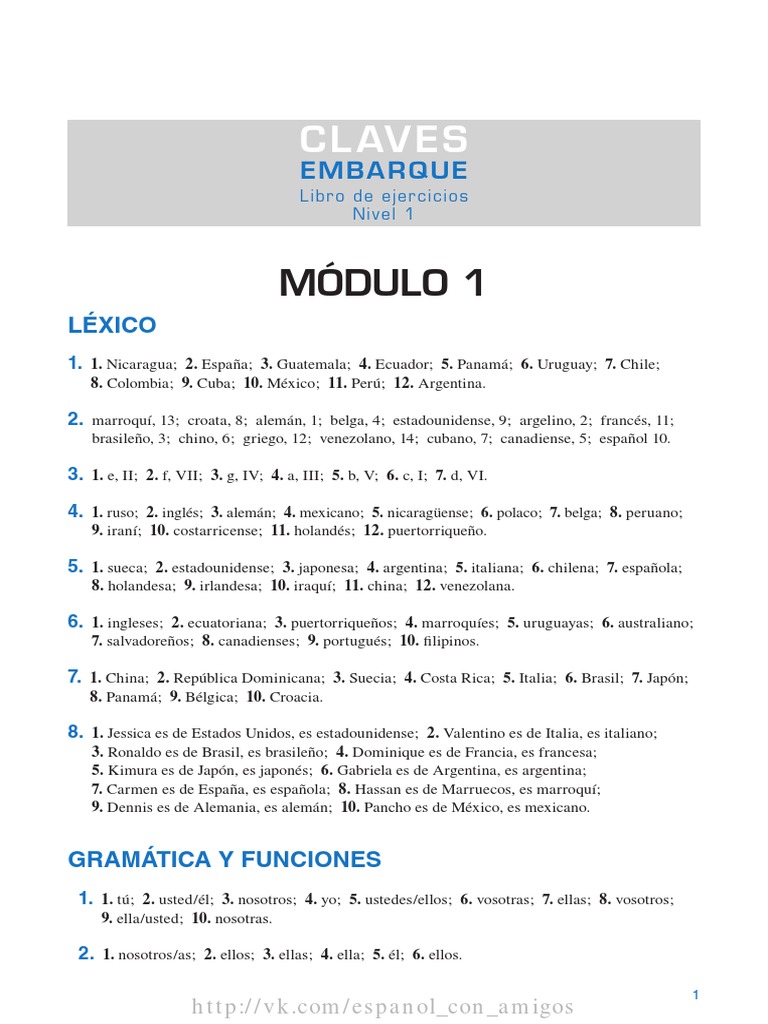 Embarque 1 Libro de Ejercicios Claves y Transc | PDF