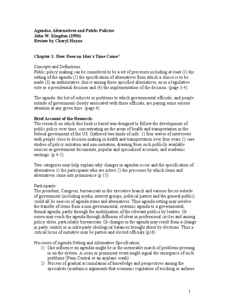 Understanding Public Policy Agenda Setting: A Framework for Analyzing ...