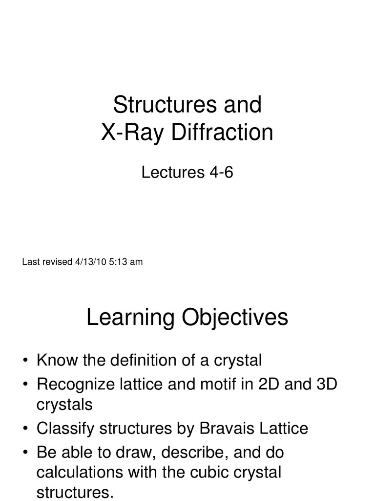 L4 Structures and Xray Diff | PDF | Chemical Bond | Crystal Structure