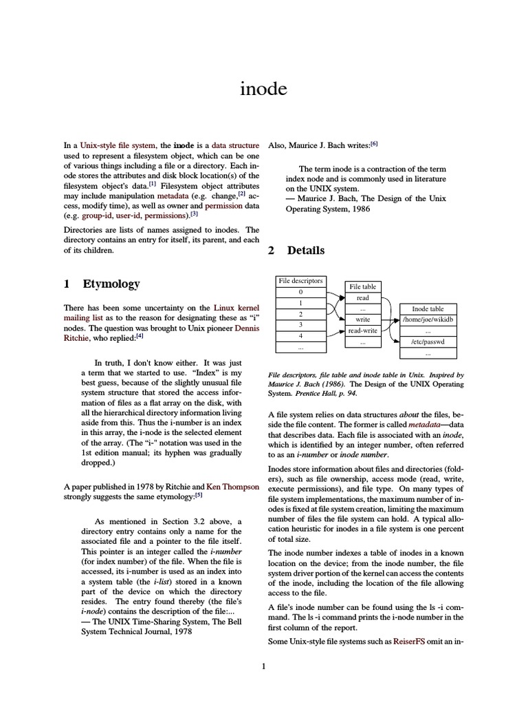 Inode | PDF | Data | Areas Of Computer Science