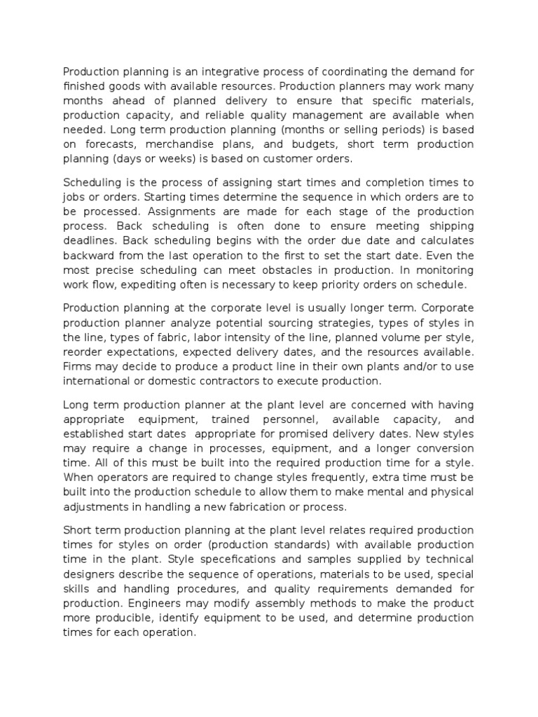 Production Planning and Scheduling | PDF | Scheduling (Computing ...