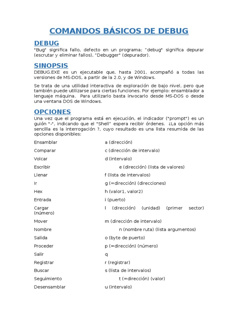 Ensamblador Utilizando Debug - Exe | PDF | Arquitectura de Computadores | Informática