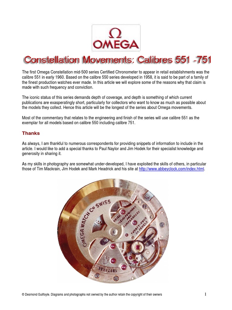 Omega 550 - 700 Calibers Overview | PDF | Watch | Horology