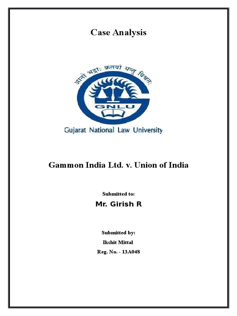 Gammon India Ltd. vs. Union of India Case Analysis | PDF | Judiciaries ...