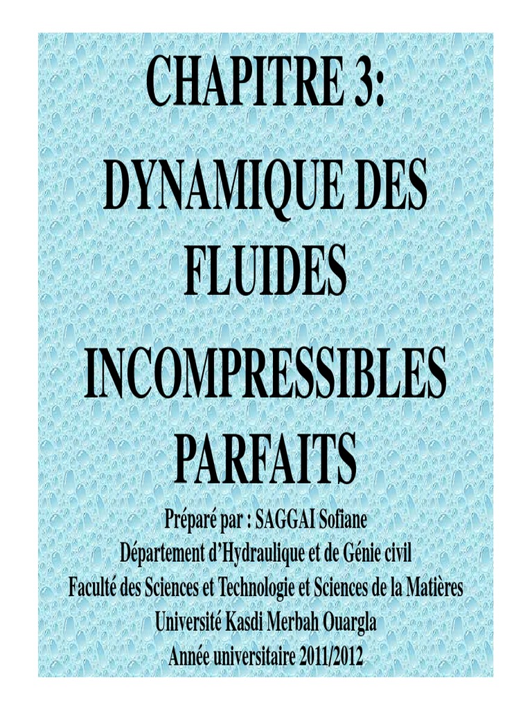 Dynamique des Fluides Parfaits | PDF | Fluide | Pression