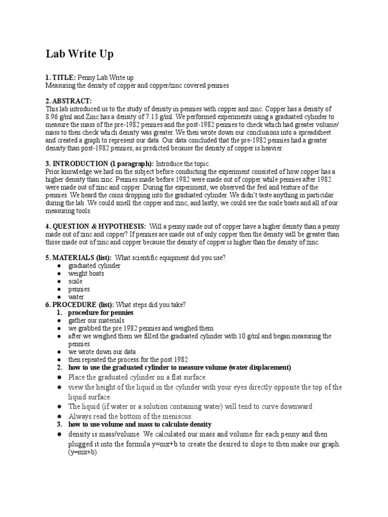 Lab Write Up | PDF | Density | Physics