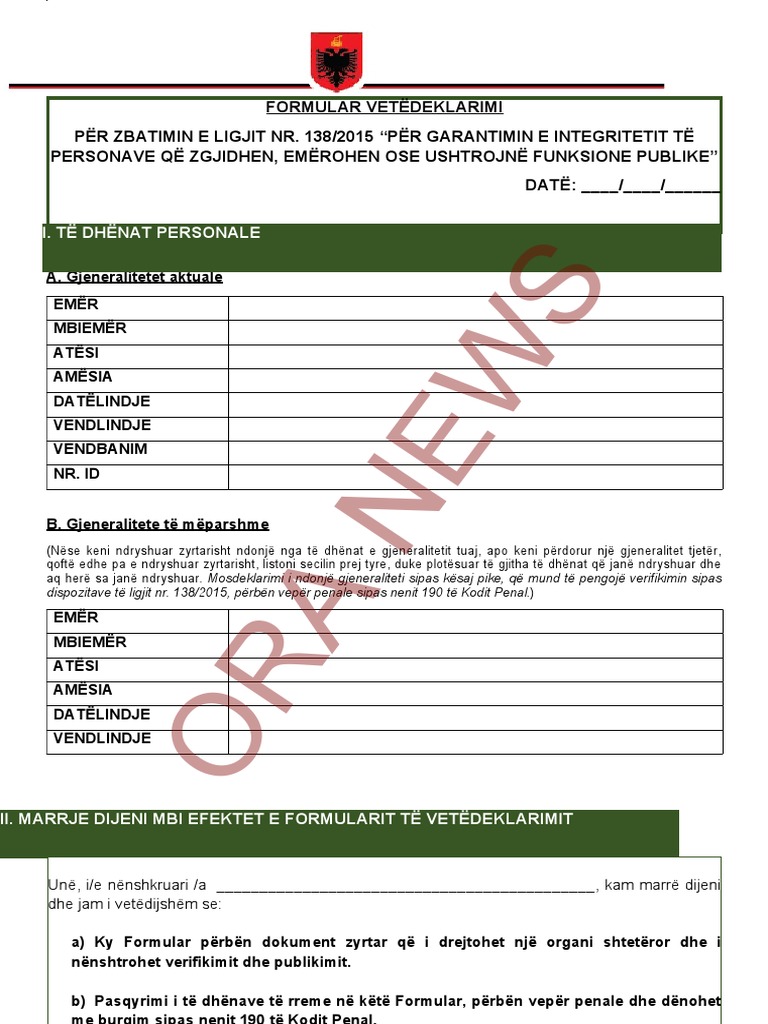 Formulari Final I Vetëdeklarimit | PDF