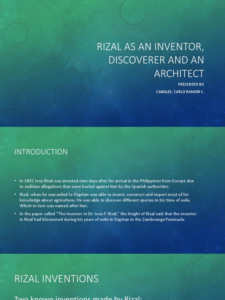 Rizal As A Inventor, Discover and An Architect | PDF | Nature