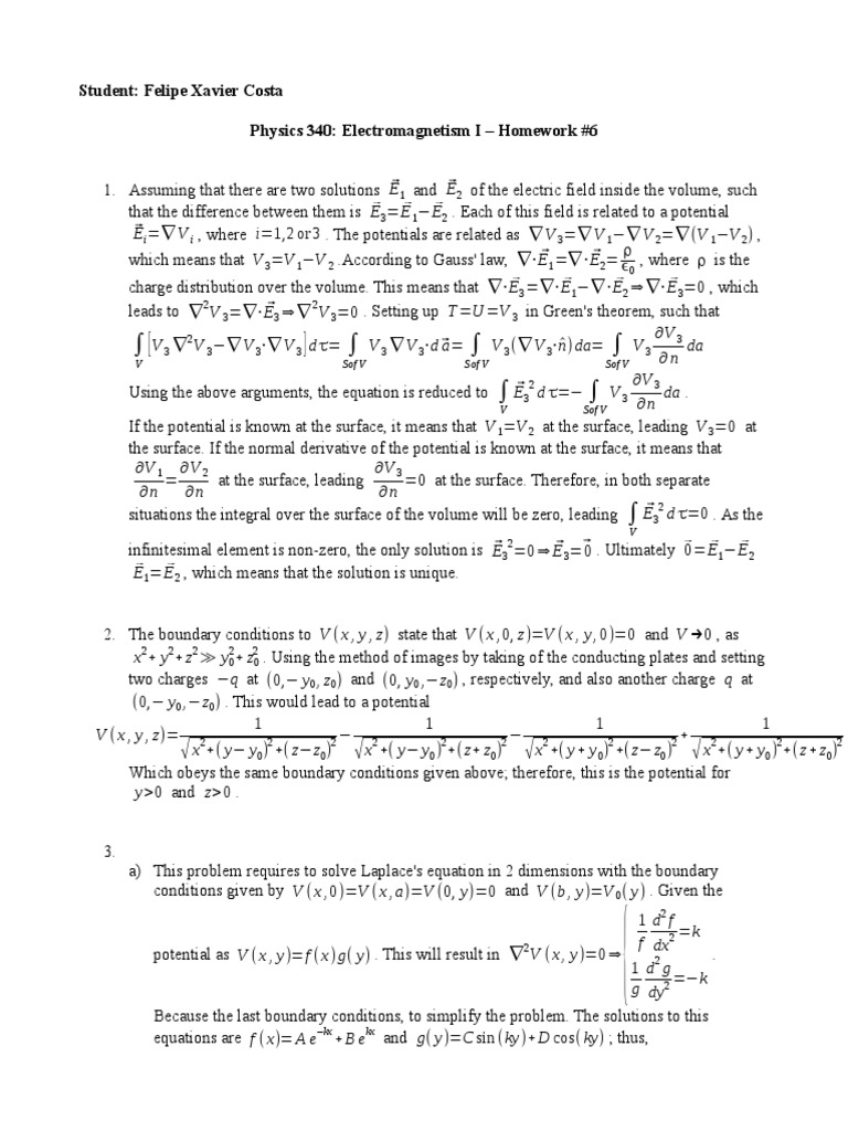 Homework 6 - Electromagnetism | PDF | Physical Quantities | Physics