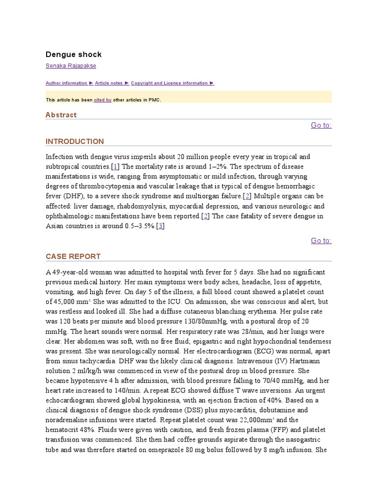Dengue Shock | PDF | Shock (Circulatory) | T Helper Cell