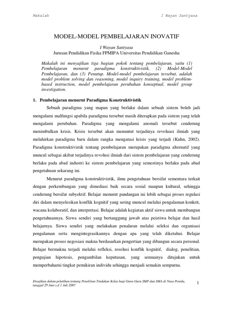 Model Model Pembelajaran | PDF