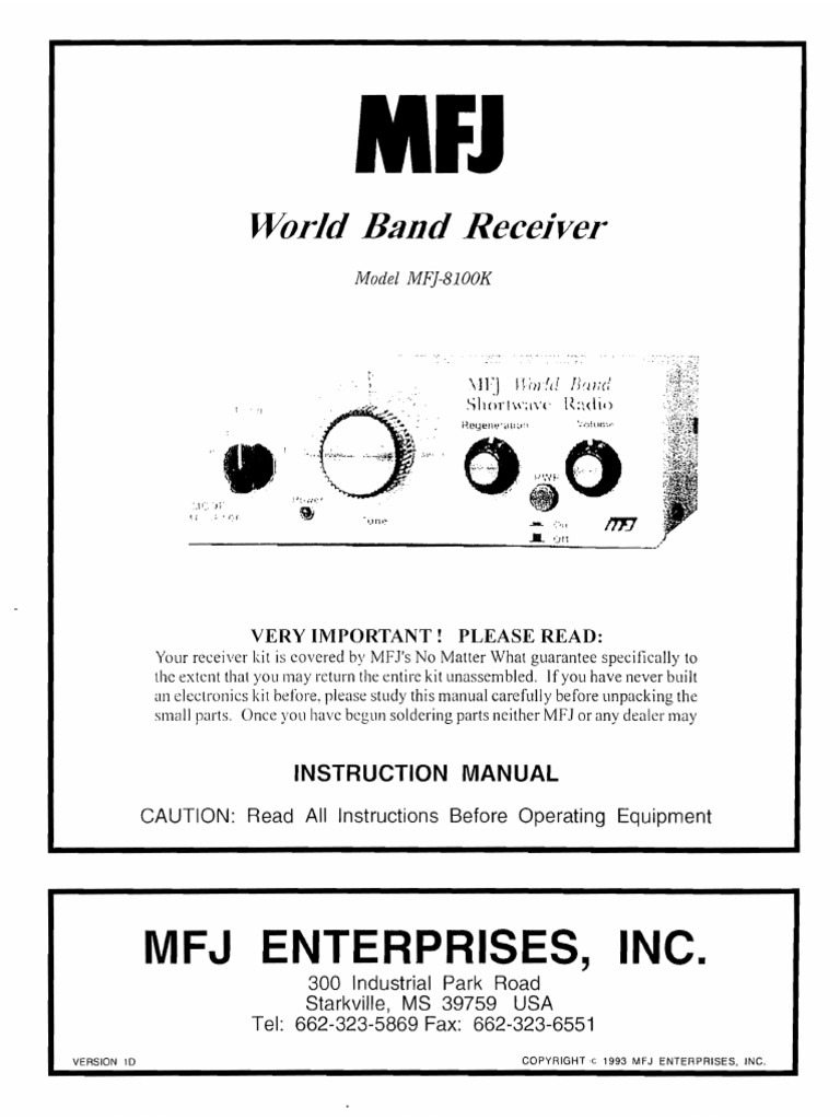 MFJ 8100K Manual | PDF | Detector (Radio) | Radio