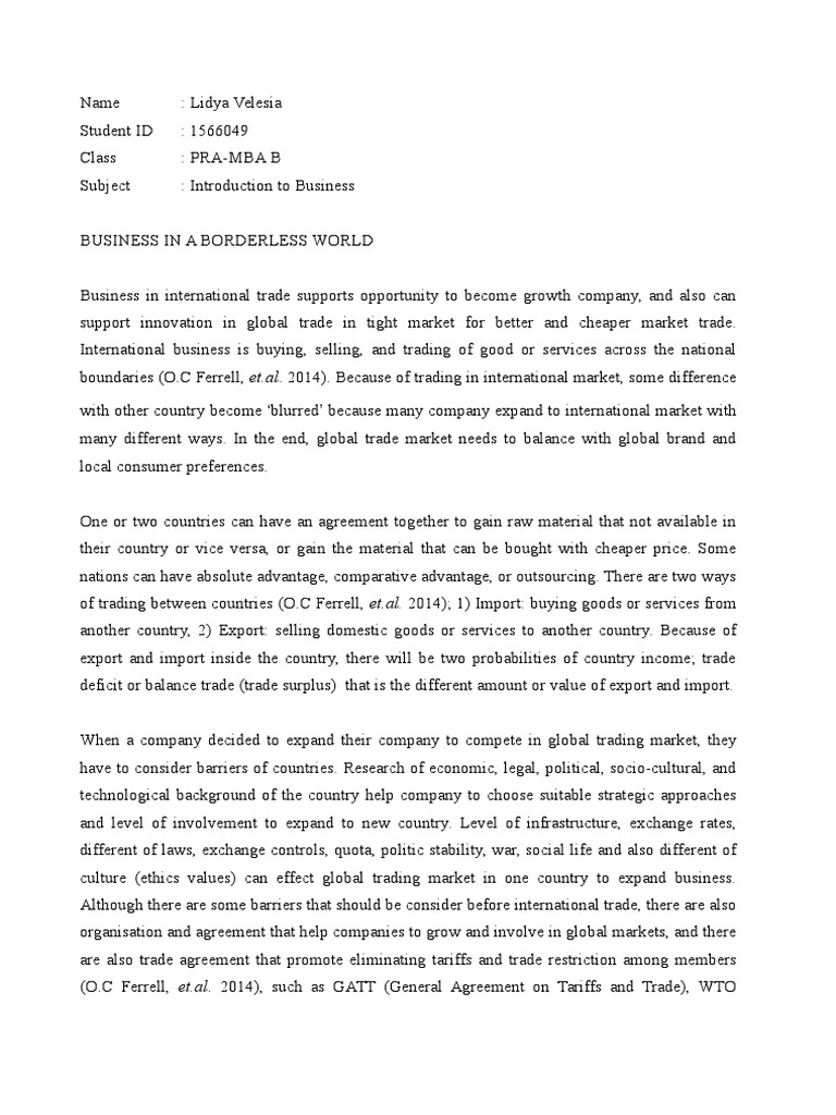 Summary 3 Borderless World | PDF | Exports | Trade