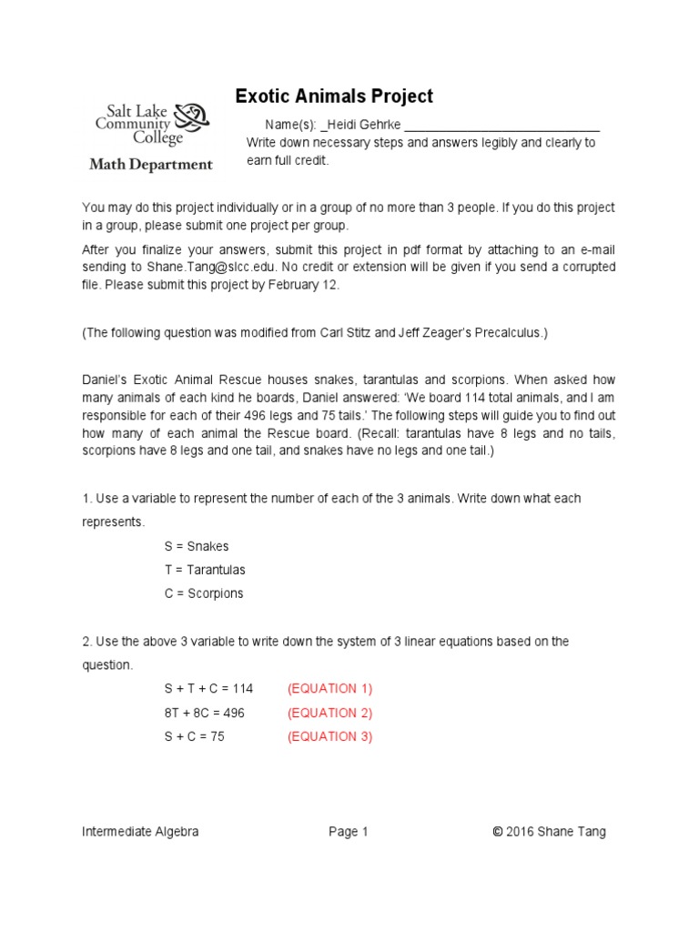 Math 1010 Finished Project 1 | PDF | Teaching Mathematics | Equations