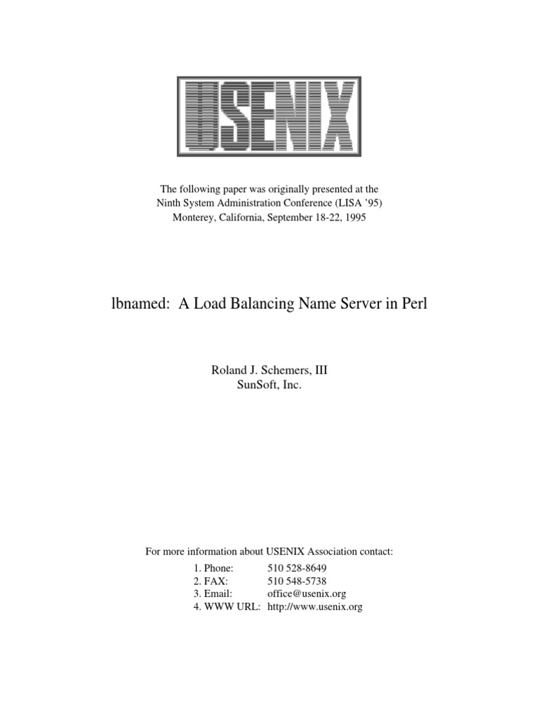 Lbnamed: A Load Balancing Name Server in Perl: Roland J. Schemers, Iii Sunsoft, Inc | PDF ...