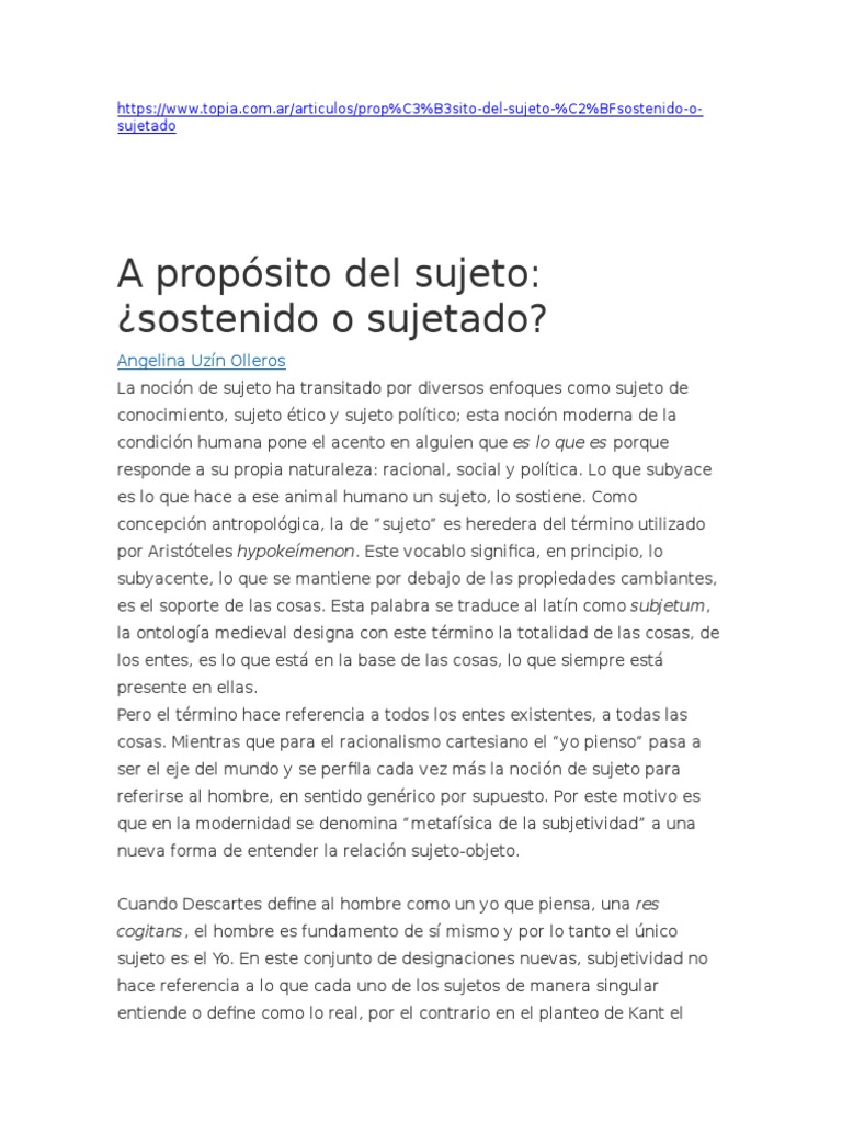 Sujeto o Sujetado | PDF | Psicoanálisis | Subjetividad