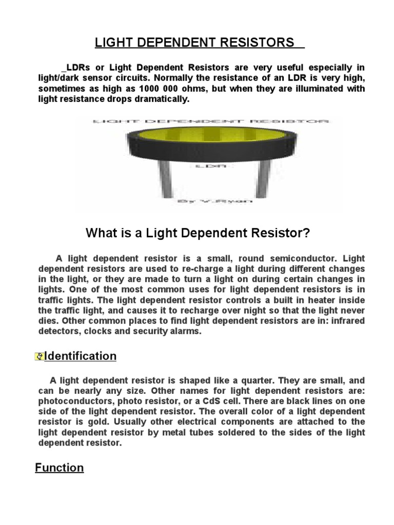 Light Dependent Resistors | PDF | Light Emitting Diode | Lighting