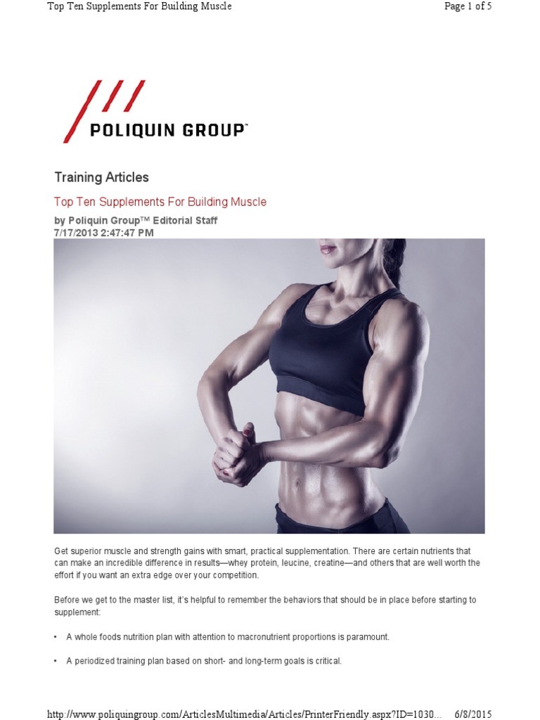 Top 10 Supplements To Build Mass - Poliquin Group | PDF | Leucine | Muscle