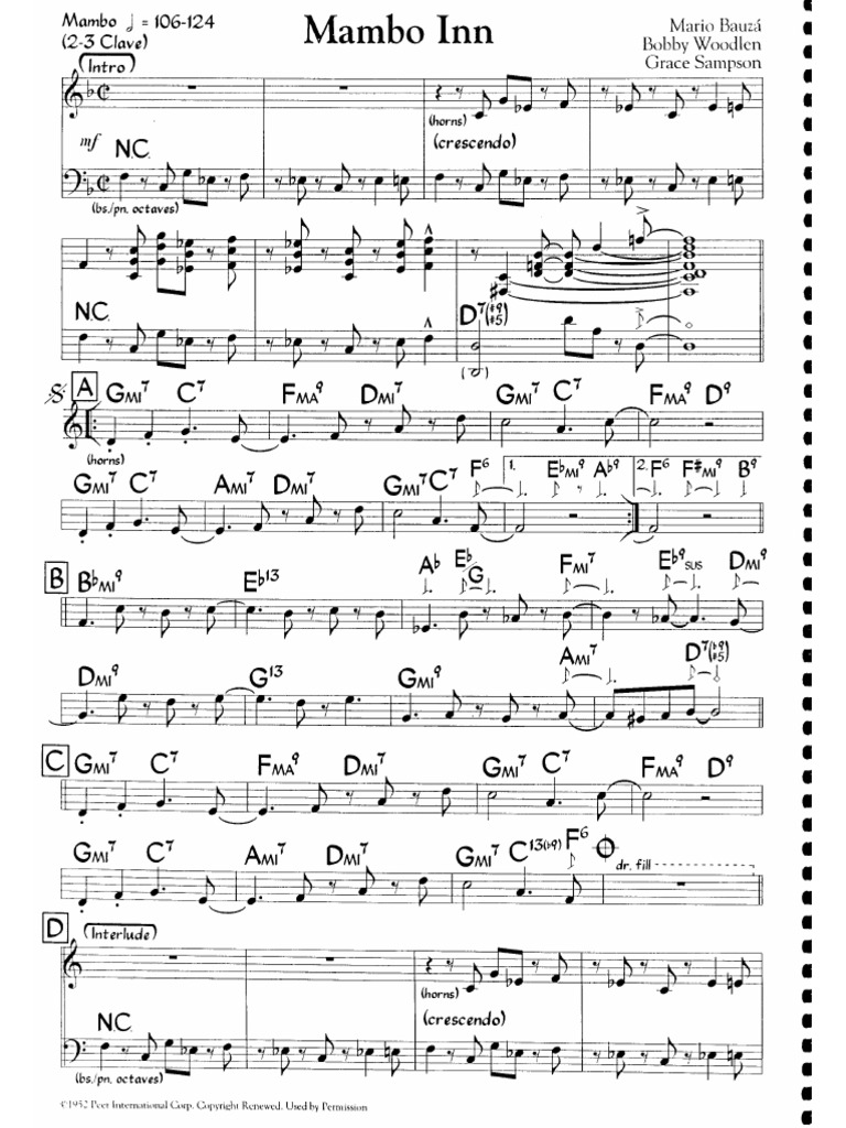 Mambo Inn, Lead Sheet | PDF | North American Music | Entertainment