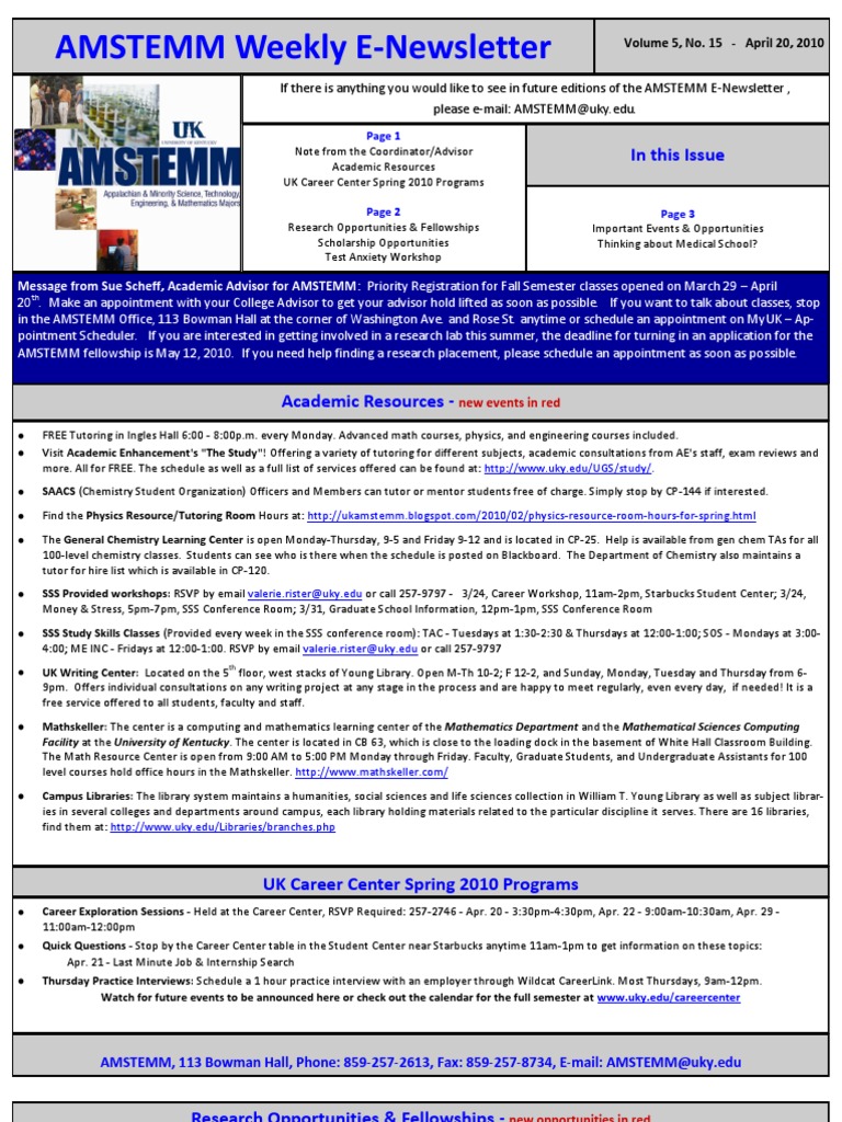Newsletter 04 20 2010 | PDF | Graduate School | Medical School