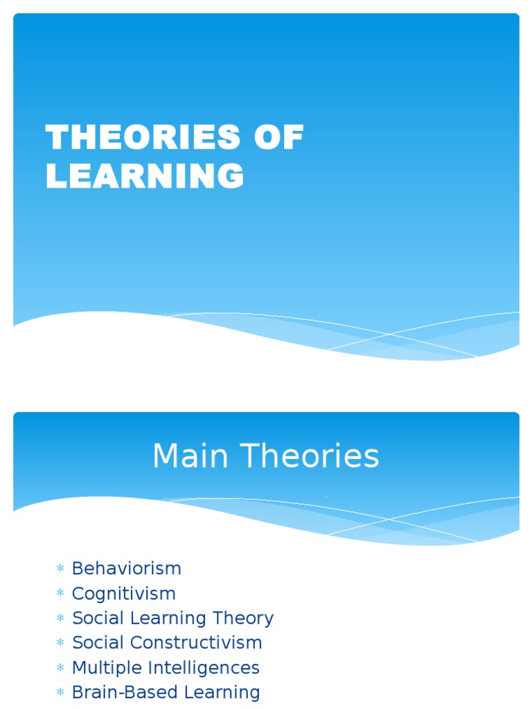 Theories of Learning | PDF | Behaviorism | Constructivism (Philosophy ...