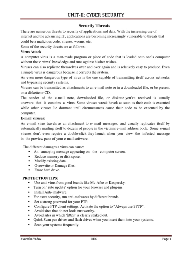 Cyber Security Unit 2 Pdf Malware Email