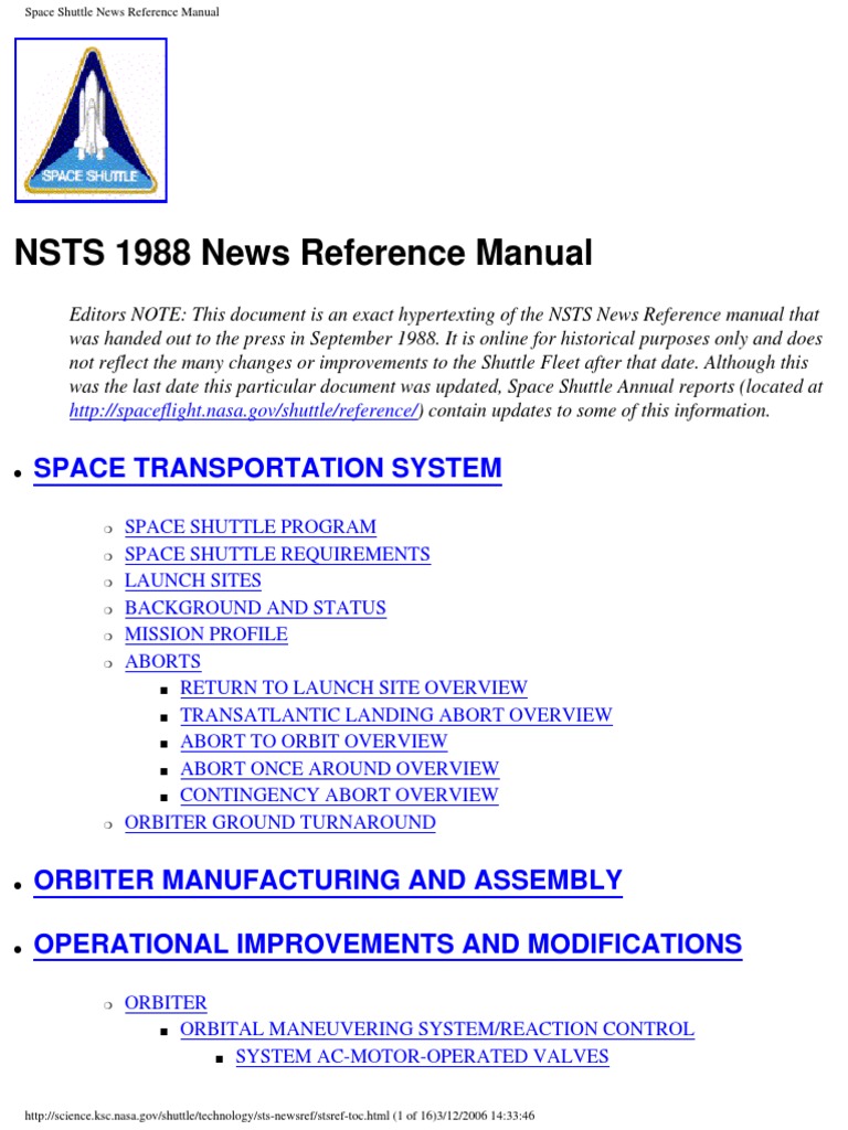 Space Shuttle Manual 1988 | PDF | Space Shuttle | Space Shuttle Orbiter